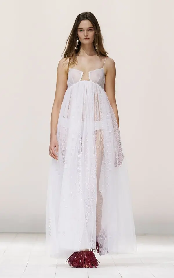 Givenchy Cutaway Diamond Net Maxi Dress - White | Editorialist