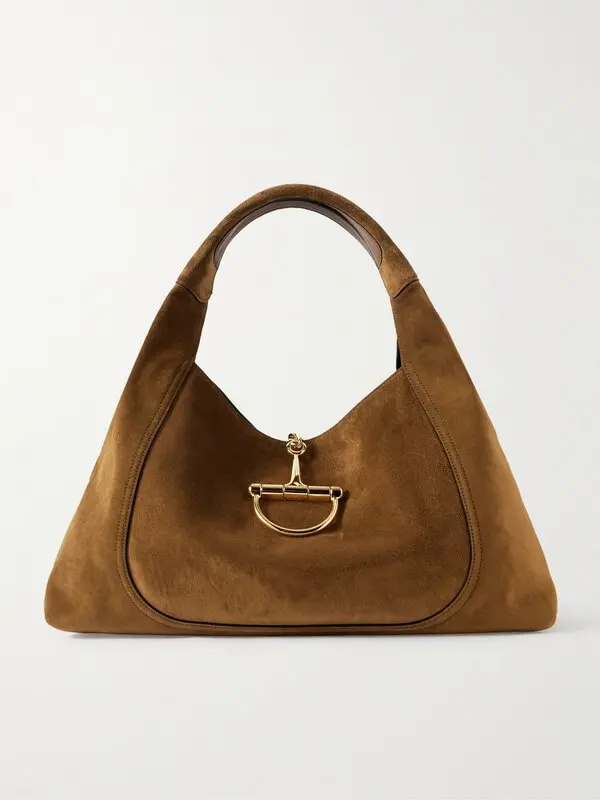 Gucci Softbit Suede Tote - Brown