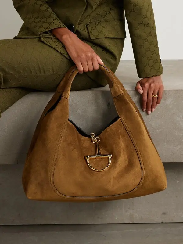 Gucci Softbit Suede Tote - Brown