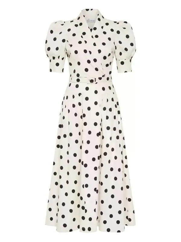 Rebecca Vallance Maisie Polka Dot Midi Dress - White