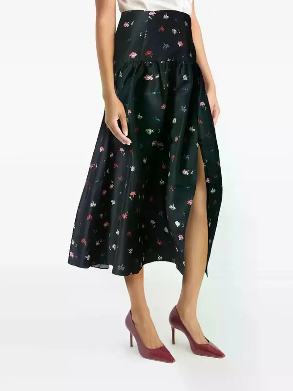 Cinq À Sept Theora Tumbling-carnations Midi Skirt