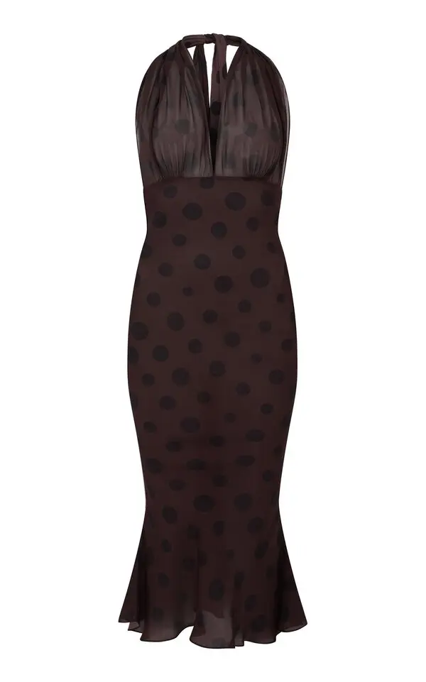 slim fit dress slacks Chic Women's Summer Polka Dot Halter Backless Dress main image 1