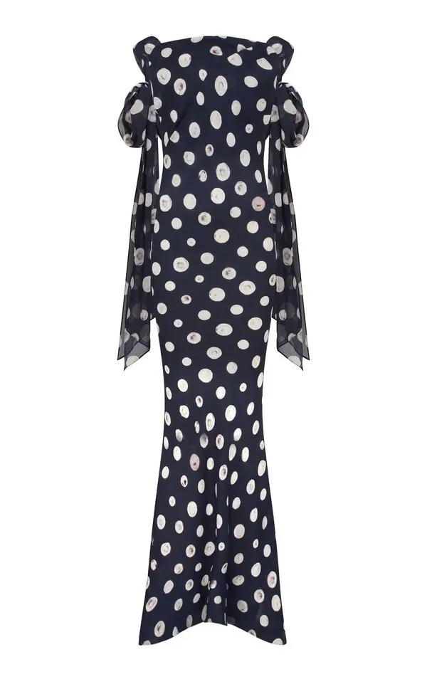 Conner Ives Polka Dot Silk Maxi Dress - Blue | Editorialist