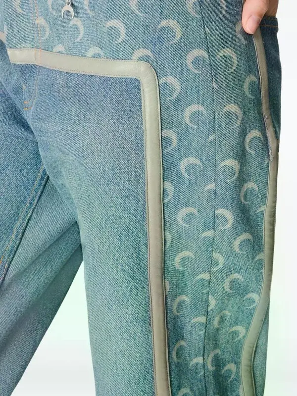 MARINE SERRE Moon Print Paneled Jeans - Blue
