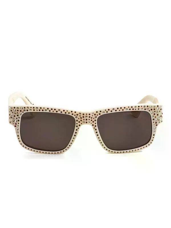 Marni Rectangle Swarovski Embellished Sunglasses - Neutrals