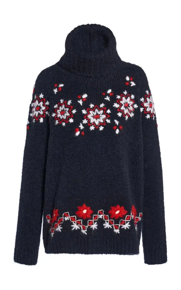 Moncler Embroidered Alpaca-wool Turtleneck Sweater