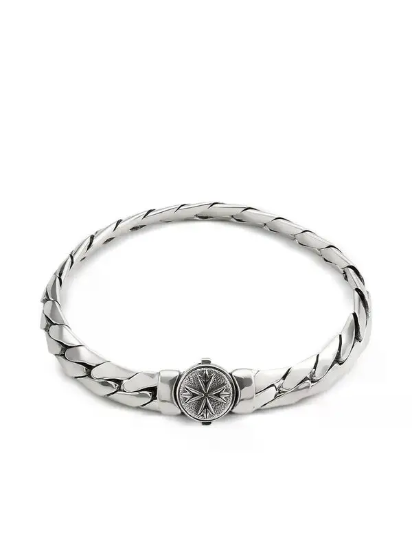 Emanuele Bicocchi Herringbone Chain Logo Bracelet - Silver