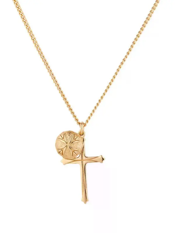 Emanuele Bicocchi Scudo Logo Cross Necklace - Gold
