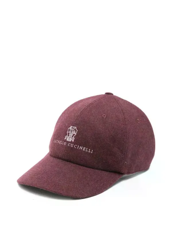 Brunello Cucinelli Wool Cap With Embroidered Logo - Red