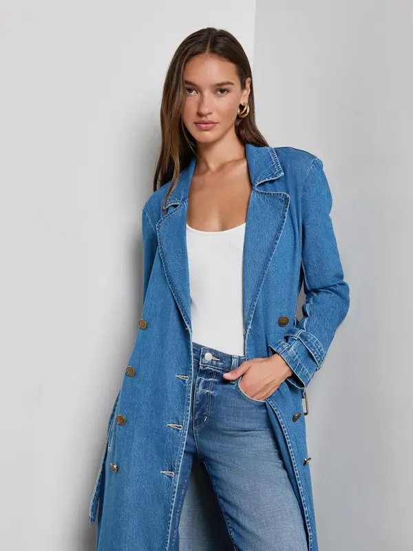 L'Agence Bradley Denim Trench Coat - Figueroa
