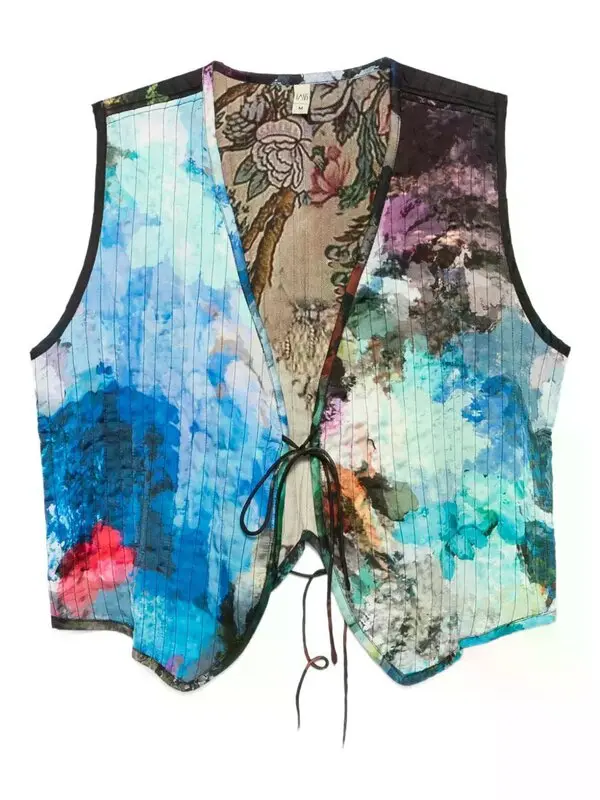 YAVI Abstract-print Waistcoat - Blue