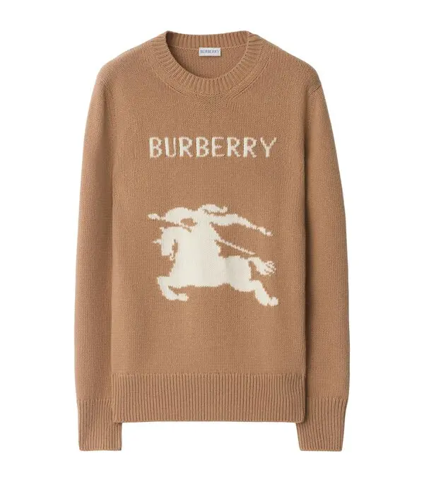 Burberry Wool-cashmere Logo Sweater - Beige