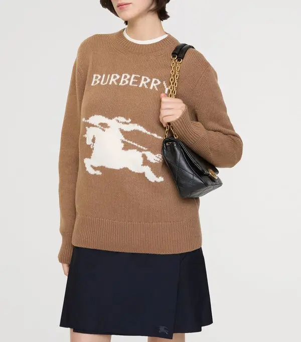 Burberry Wool-cashmere Logo Sweater - Beige