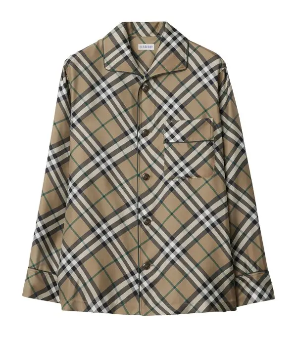 Burberry Silk Check Pyjama Shirt - Beige