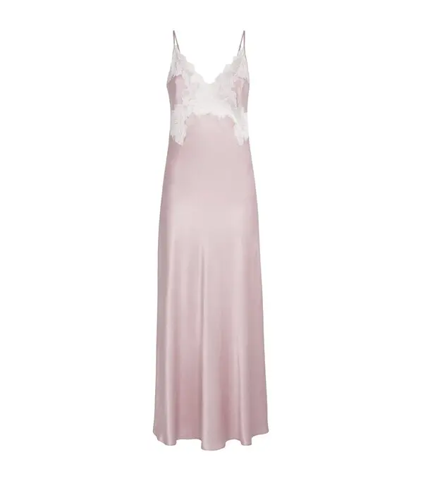 BOCAN Satin Lace-trim Caroline Nightdress - Pink