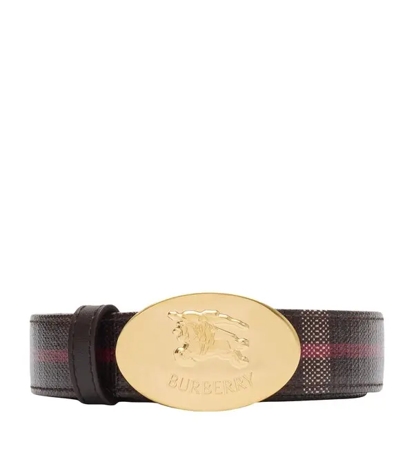 Burberry Leather Ekd Stamp Reversible Belt - Gold