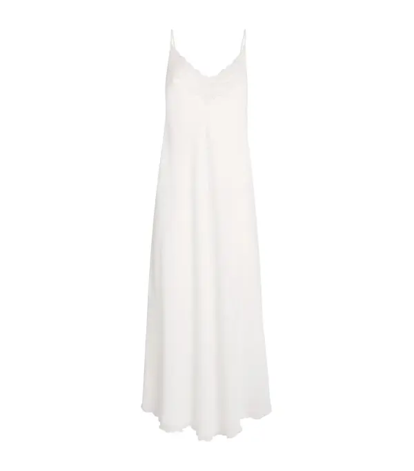 BOCAN Silk Chiffon Lace-trim Elora Nightdress - Ivory