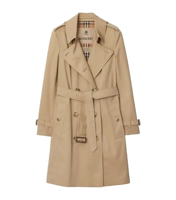 Burberry Gabardine Mid-length Chelsea Heritage Trench Coat - Beige