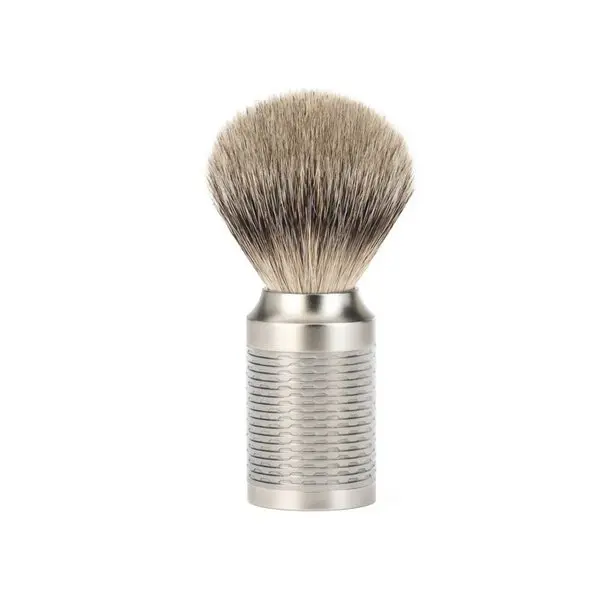MUHLE Rocca Pure Matt Stainless Steel Silvertip Shaving Brush - One-color
