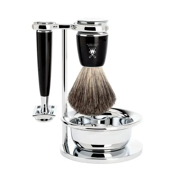 MUHLE Rytmo Black 4-piece Pure Badger & Safety Razor Shaving Set - One-color