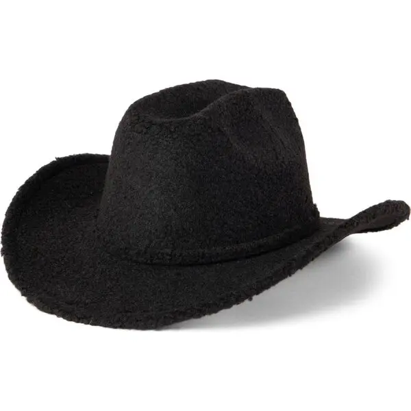 San Diego Hat Cattleman Faux Shearling Fedora - Black