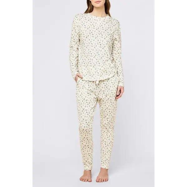 PAPINELLE Rosebud Organic Cotton Jersey Pajamas - Ecru
