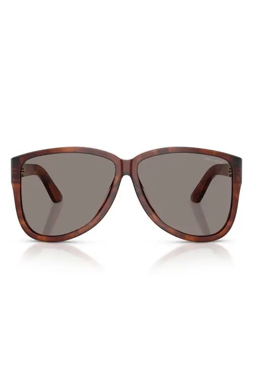 Miu Miu 61mm Aviator Sunglasses - Striped Tobacco/dark Grey