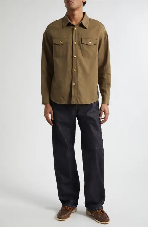Visvim Lumber Wool & Linen Button-up Shirt - Olive