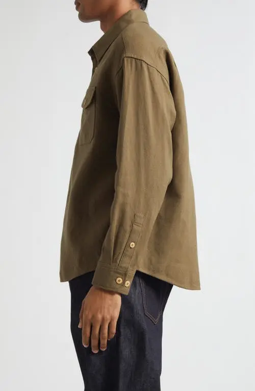 Visvim Lumber Wool & Linen Button-up Shirt - Olive
