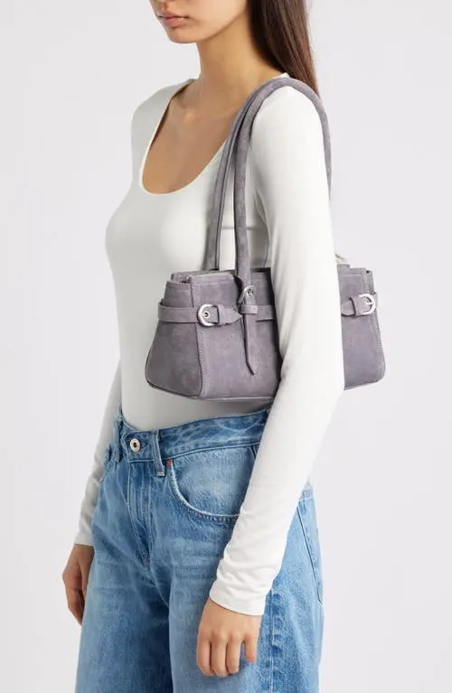 REFORMATION Dominique Leather Shoulder Bag - Gunmetal Suede