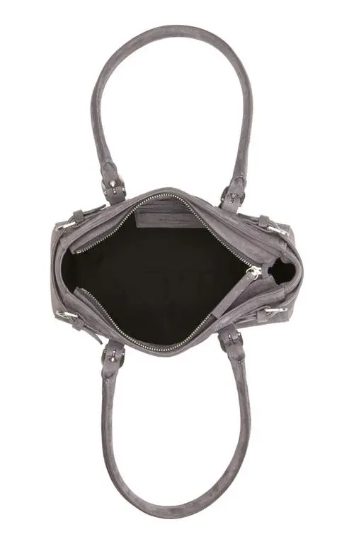 REFORMATION Dominique Leather Shoulder Bag - Gunmetal Suede