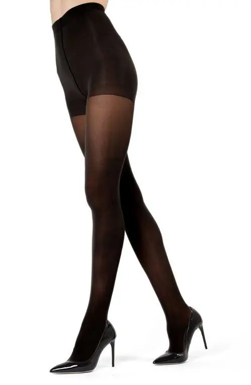 MEMOI Perfectly Opaque Control Top Tights - Black