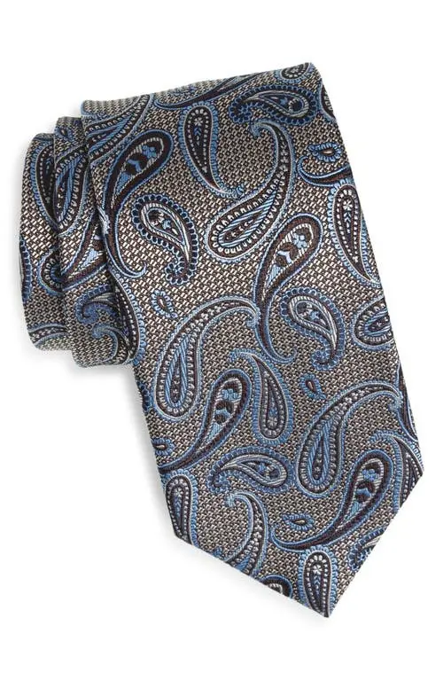 David Donahue Paisley Silk Neck Tie - Chocolate