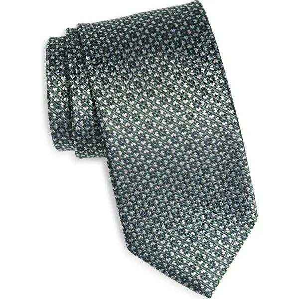 David Donahue Textured Silk Tie - Green