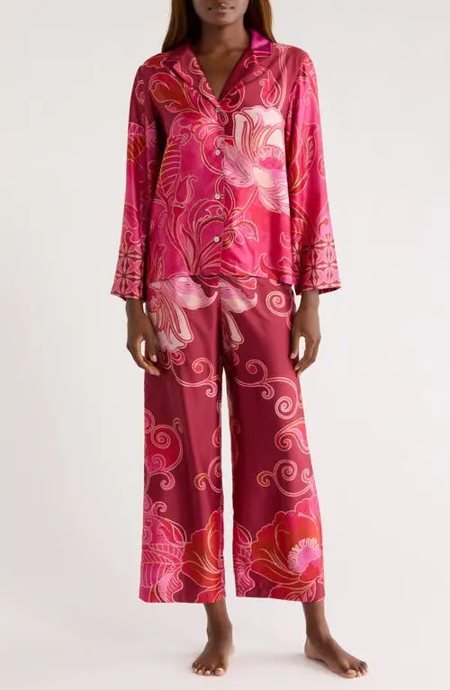 Natori Deco Satin Pajamas - Red