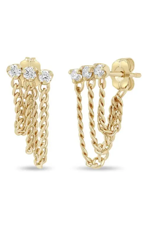 Zoe Chicco Diamond Waterfall Chain Drop Earrings - 14k Yellow Gold