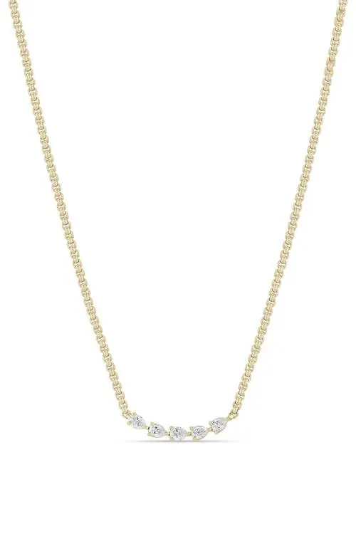 Zoe Chicco Diamond Pear Box Chain Necklace - 14k Yellow Gold