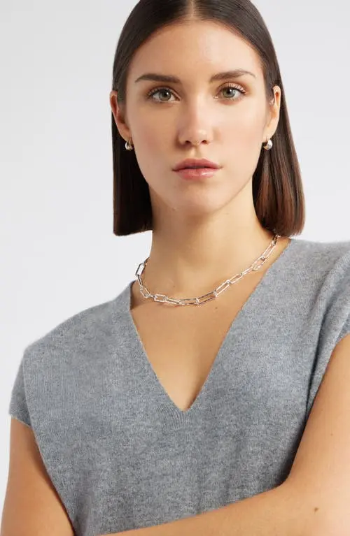Nordstrom Hammered Paper Clip Chain Necklace - Silver