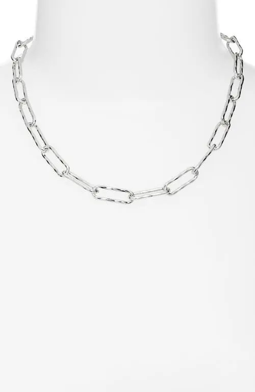 Nordstrom Hammered Paper Clip Chain Necklace - Silver