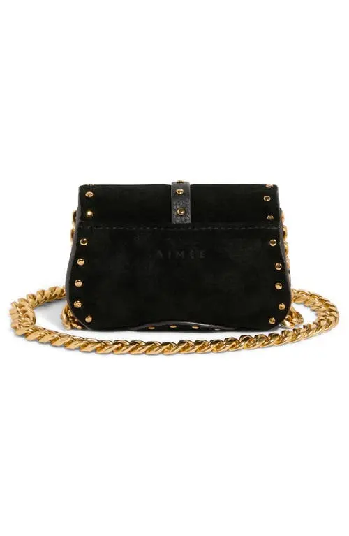 AIMEE Micro Armour Suede Crossbody Bag - Black Suede