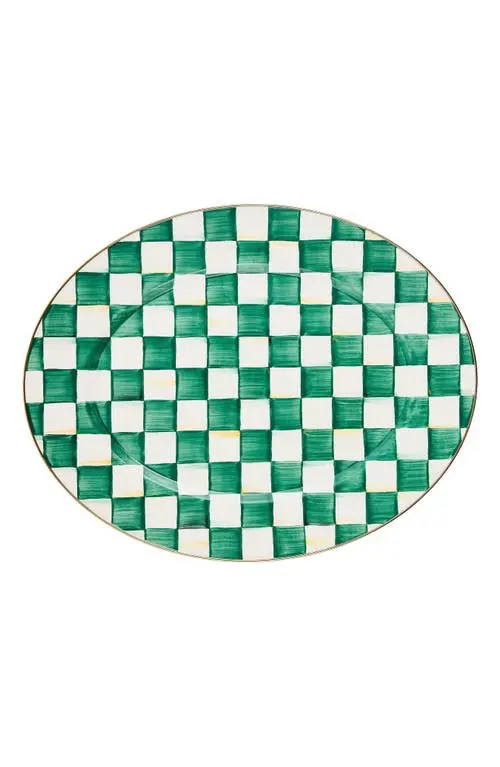 MACKENZIE-CHILDS Check Large Enameled Steel Oval Platter - Emerald