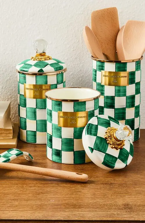 MACKENZIE-CHILDS Check Medium Enameled Steel Canister