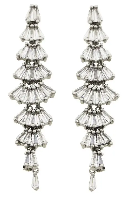 PANACEA Baguette Linear Drop Earrings - Silver