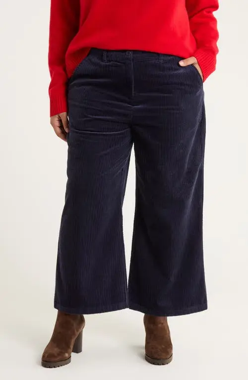 SEASALT CORNWALL Asphodel Crop Wide Leg Corduroy Pants - Maritime