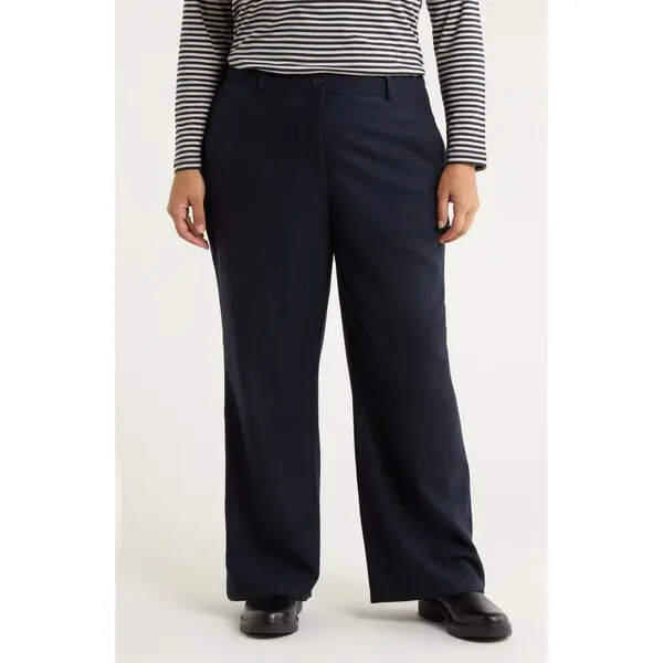 SEASALT CORNWALL Lowena Straight Leg Recycled Wool Blend Pants - Maritime