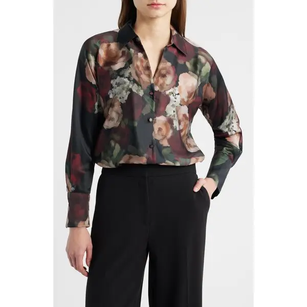 Halogen Floral Print Button-up Shirt