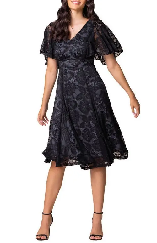 KIYONNA Camille Lace Cocktail Dress - Storm Grey
