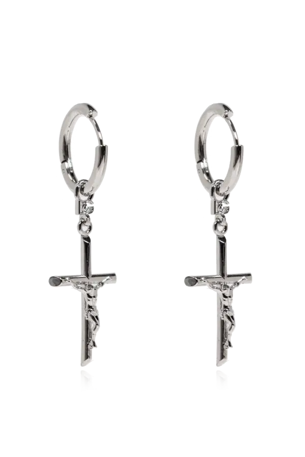 Dolce & Gabbana Earrings With Religious Pendant - Silver