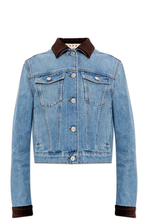 Marni Denim Jacket With Velvet Inserts - Blue