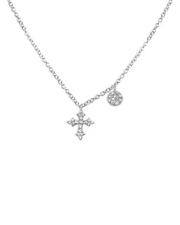 Meira T 14k Diamond Cross & Disc Pendant Necklace - White Gold